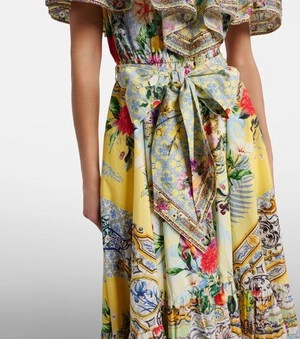 Camilla Flor Fantástica Floral Cotton Off-the-shoulder Midi Dress