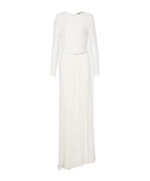 Ralph Lauren Shirred Leather-trimmed Maxi Dress