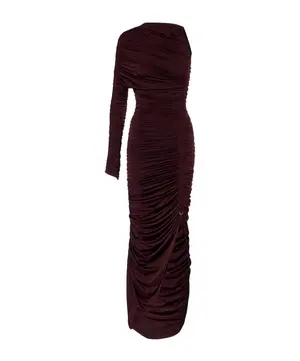 MUGLER Pleated Off-shoulder Mid-length Dress - Black