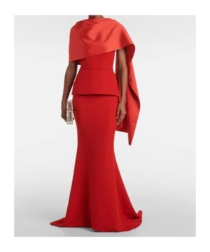 SAFIYAA LONDON Evangelina Caped Crepe Gown