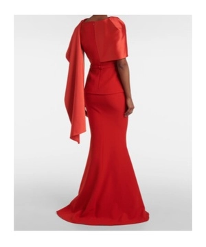 SAFIYAA LONDON Evangelina Caped Crepe Gown