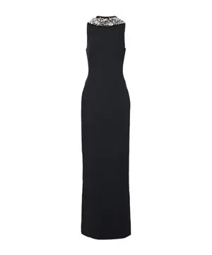 SAFIYAA LONDON Holli Embellished Crepe And Satin Gown - Black