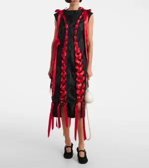 Simone Rocha Satin-trimmed Brocade Midi Dress