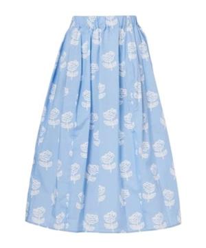 Marni Floral Cotton Poplin Midi Skirt - Blue