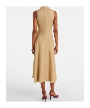 Ralph Lauren Silk And Linen Double-breasted Midi Dress - Nude