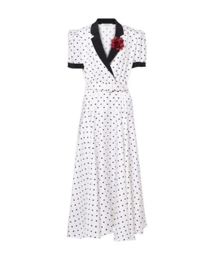 RODARTE Polka Dot Silk Twill Midi Dress - White