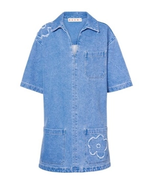 Marni Patch-applique Denim Minidress - Blue