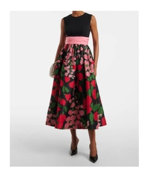 Carolina Herrera Sleeveless Floral Print Midi Dress