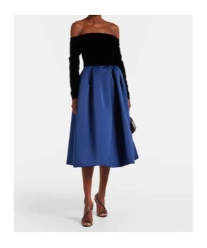 Carolina Herrera Off-shoulder Crêpe And Satin Midi Dress