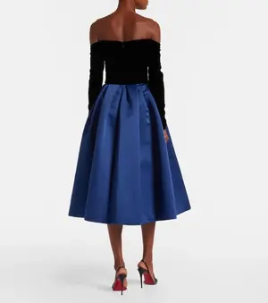 Carolina Herrera Off-shoulder Crêpe And Satin Midi Dress