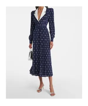 Alessandra Rich Polka Dot Silk Shirt Dress