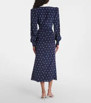 Alessandra Rich Polka Dot Silk Shirt Dress
