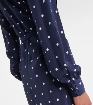 Alessandra Rich Polka Dot Silk Shirt Dress