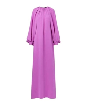 Oscar De La Renta Draped Silk-blend Gown - Purple