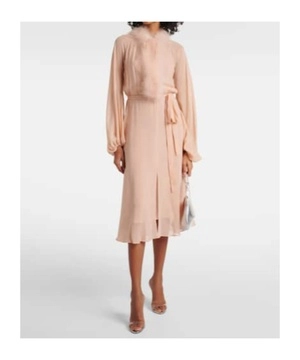 Blumarine Georg Feather-trimmed Midi Dress