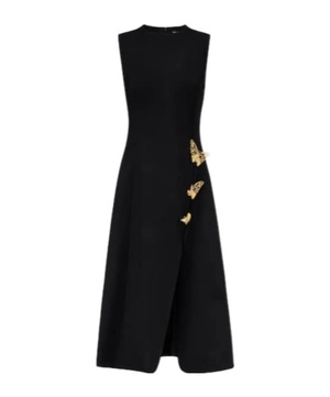Oscar De La Renta Embellished Wool-blend Cocktail Dress - Black