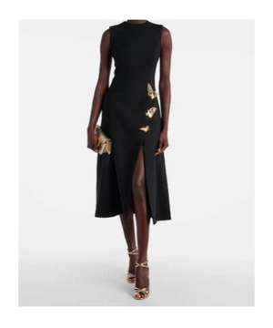 Oscar De La Renta Embellished Wool-blend Cocktail Dress