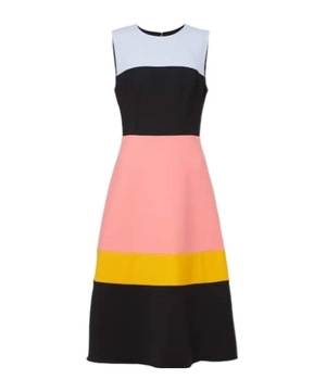 Carolina Herrera Colorblocked Wool-blend Midi Dress - Black