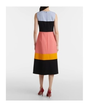 Carolina Herrera Colorblocked Wool-blend Midi Dress