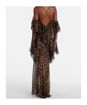 Blumarine Leopard-print Draped Silk Top