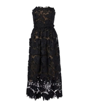 Oscar De La Renta Floral Lace Bustier Gown - Black