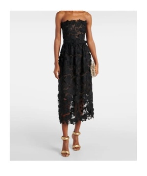 Oscar De La Renta Floral Lace Bustier Gown