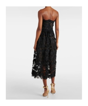 Oscar De La Renta Floral Lace Bustier Gown