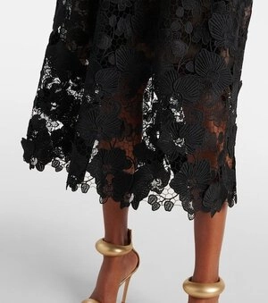 Oscar De La Renta Floral Lace Bustier Gown