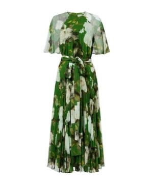 Erdem Floral Pleated Midi Dress - Green