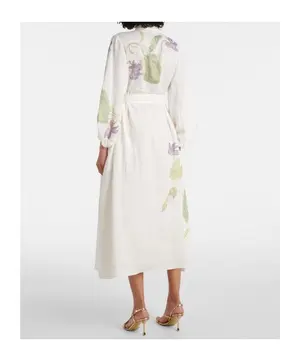 Erdem Printed Linen Wrap Dress