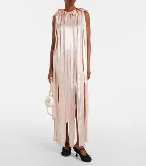 Simone Rocha Floral Jacquard Maxi Dress With Ribbon Bows