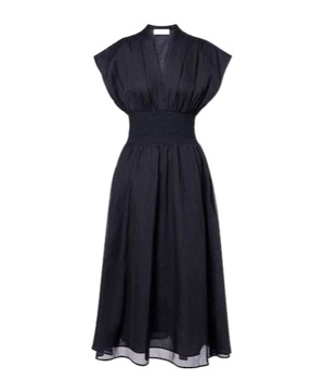 Tory Burch Striped Midi Dress - Black