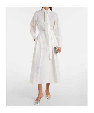 Elie Saab Embroidered Cotton Midi Skirt - White