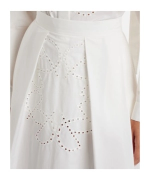 Elie Saab Embroidered Cotton Midi Skirt - White