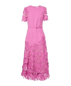 Oscar De La Renta Orchid Guipure Wool-blend Midi Dress - Pink