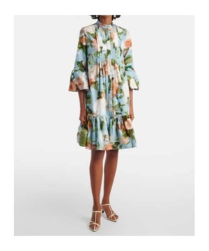 Erdem Floral Gathered Cotton Poplin Minidress