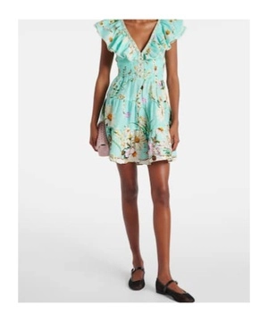 Camilla Floral Embellished Linen Minidress