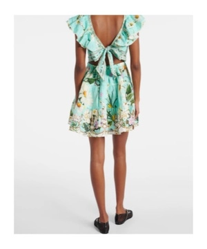 Camilla Floral Embellished Linen Minidress