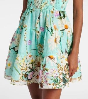 Camilla Floral Embellished Linen Minidress