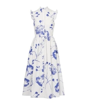 Erdem Floral Cotton Poplin Midi Dress - White