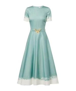 Oscar De La Renta Embellished Cotton-blend Poplin Midi Dress - Green
