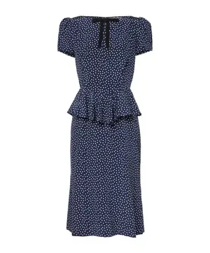 Alessandra Rich Polka-dot Silk Midi Dress - Navy Blue/white