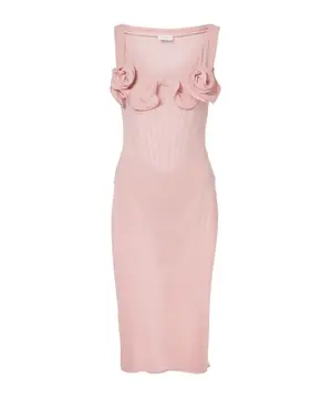 Magda Butrym Floral-applique Silk-blend Bustier Dress - Pink