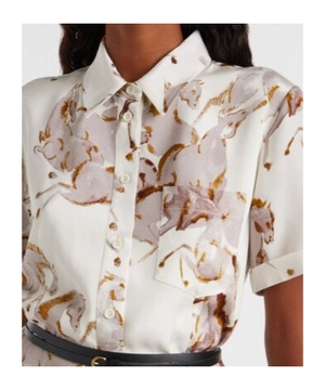 Altuzarra Kiera Printed Silk Shirt Dress - Nude