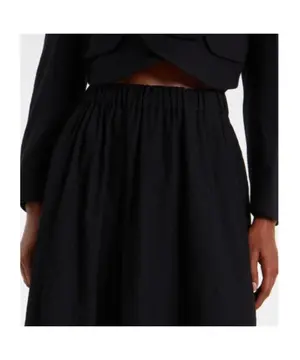 Comme Des Garçons Wool-blend Midi Skirt With Drawstring Waist And Ruffle Hem
