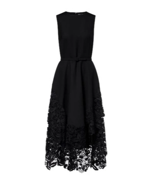 Oscar De La Renta Wool-blend And Lace Cocktail Dress - Black