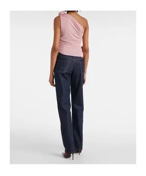 Magda Butrym Floral-applique One-shoulder Silk-blend Top