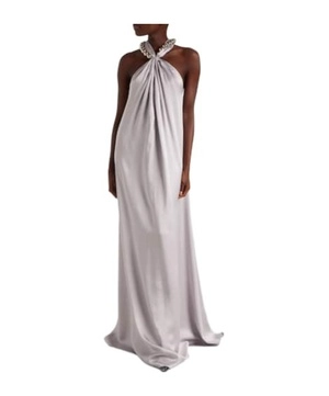 Stella McCartney Embellished Satin Halterneck Gown