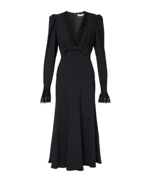 Alessandra Rich Lace-trimmed Satin Midi Dress - Black