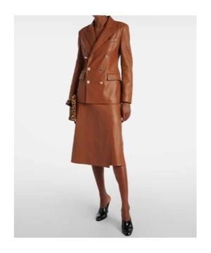 Ralph Lauren Jacqueline Leather Midi Skirt